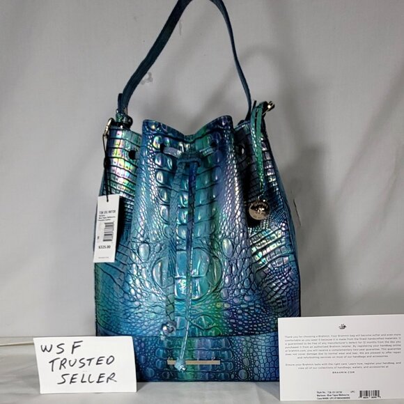 Brahmin | Bags | Nwt Brahmin Marlowe Blue Topaz Iridescent Bucket ...